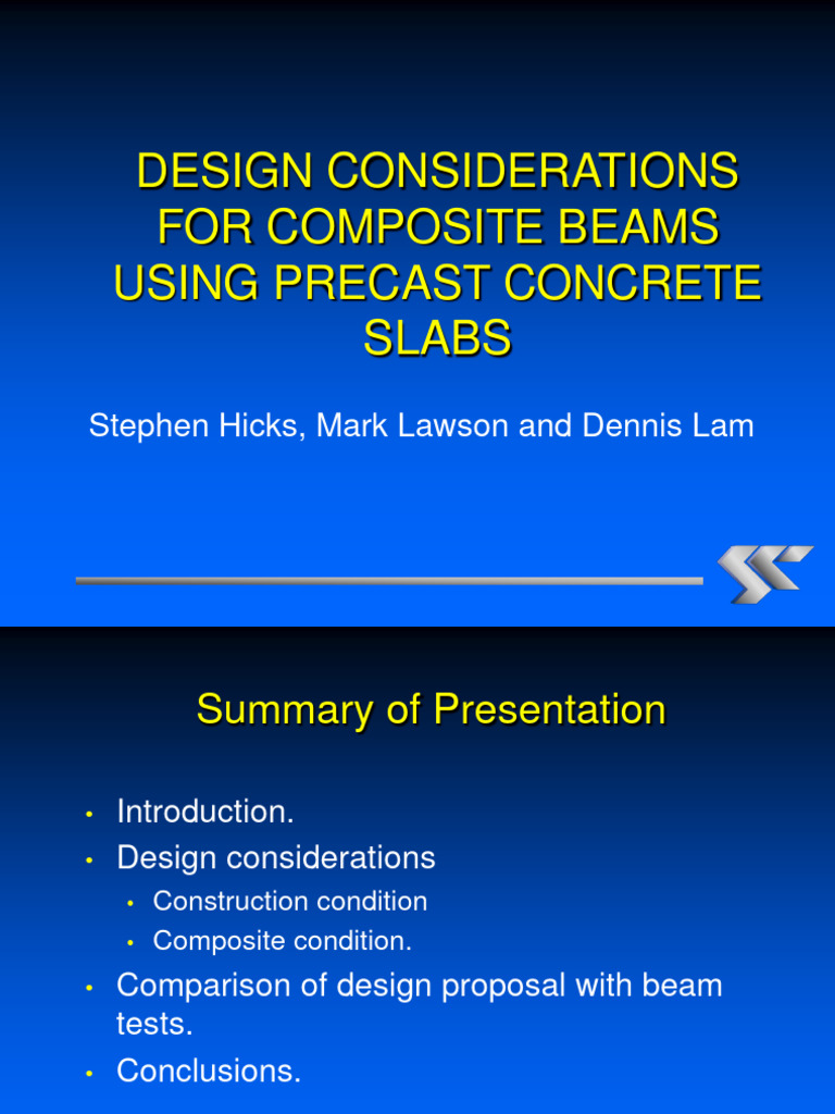 Design Considerations For Composite Beams Using Precast Concrete Slabs ...