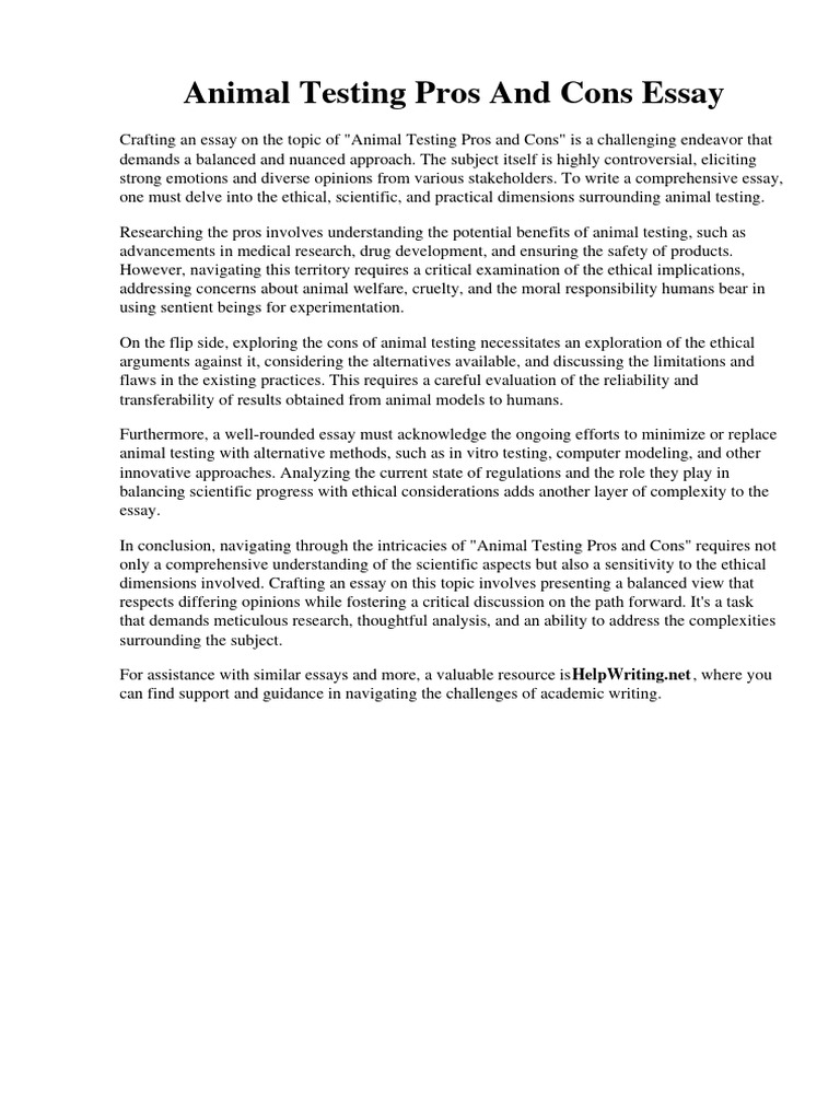 Animal Testing Pros and Cons Essay | PDF | Renaissance | Animal Testing