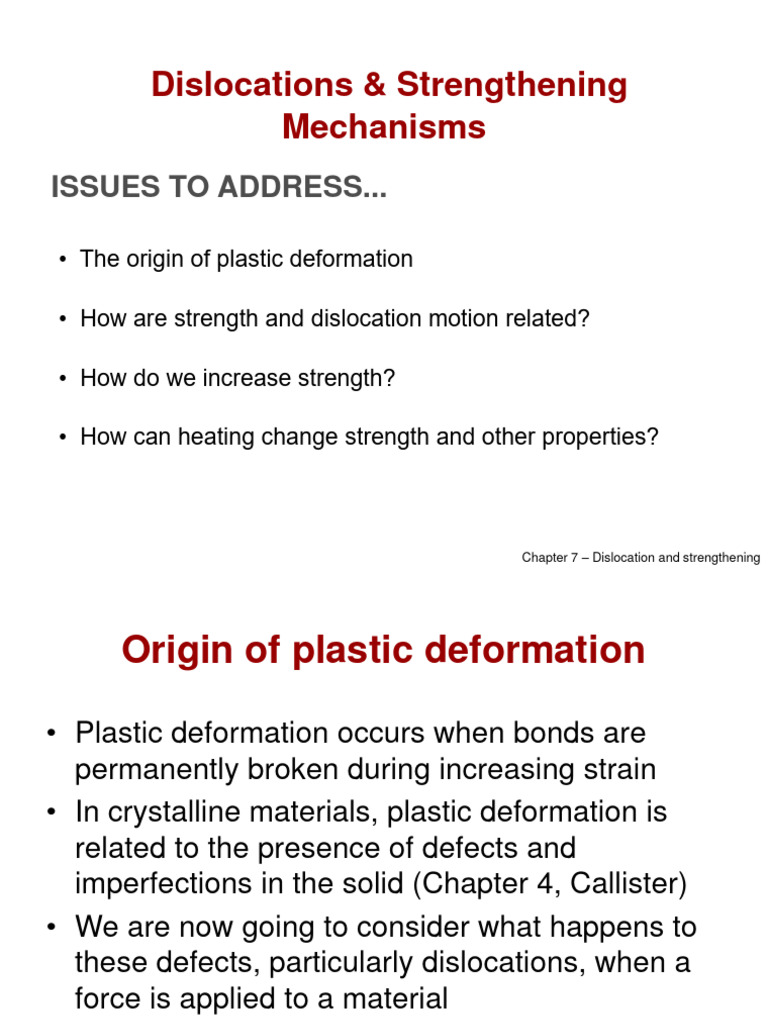 Week3-dislocationsAndStrengthening FINAL | PDF | Dislocation | Plasticity (Physics)