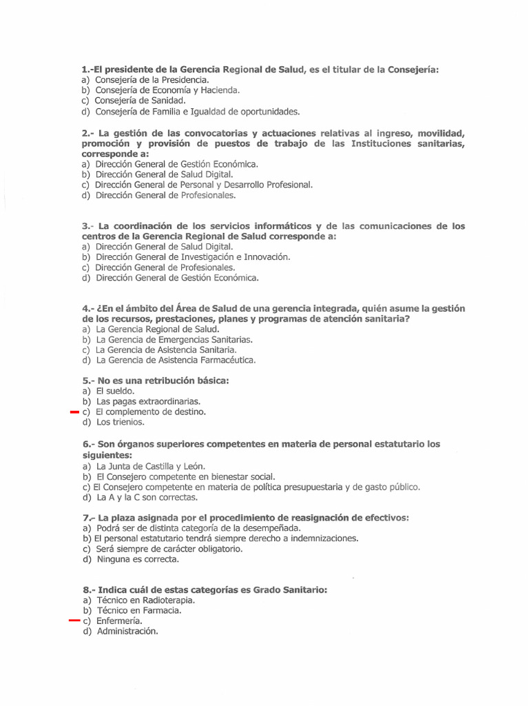 Examen Celador 2023 Sacyl | PDF