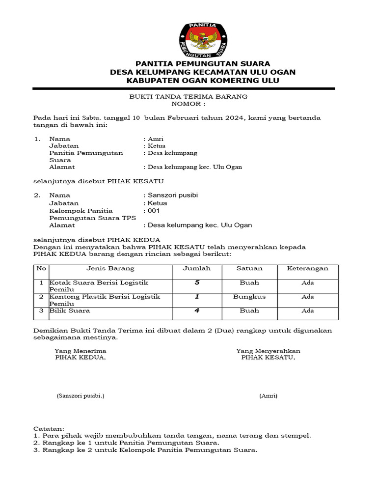 Template Bast Dari PPS Ke KPPS | PDF