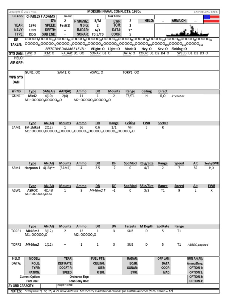 USA Charles F Adams DDG | PDF | Naval Ships | Military Technology