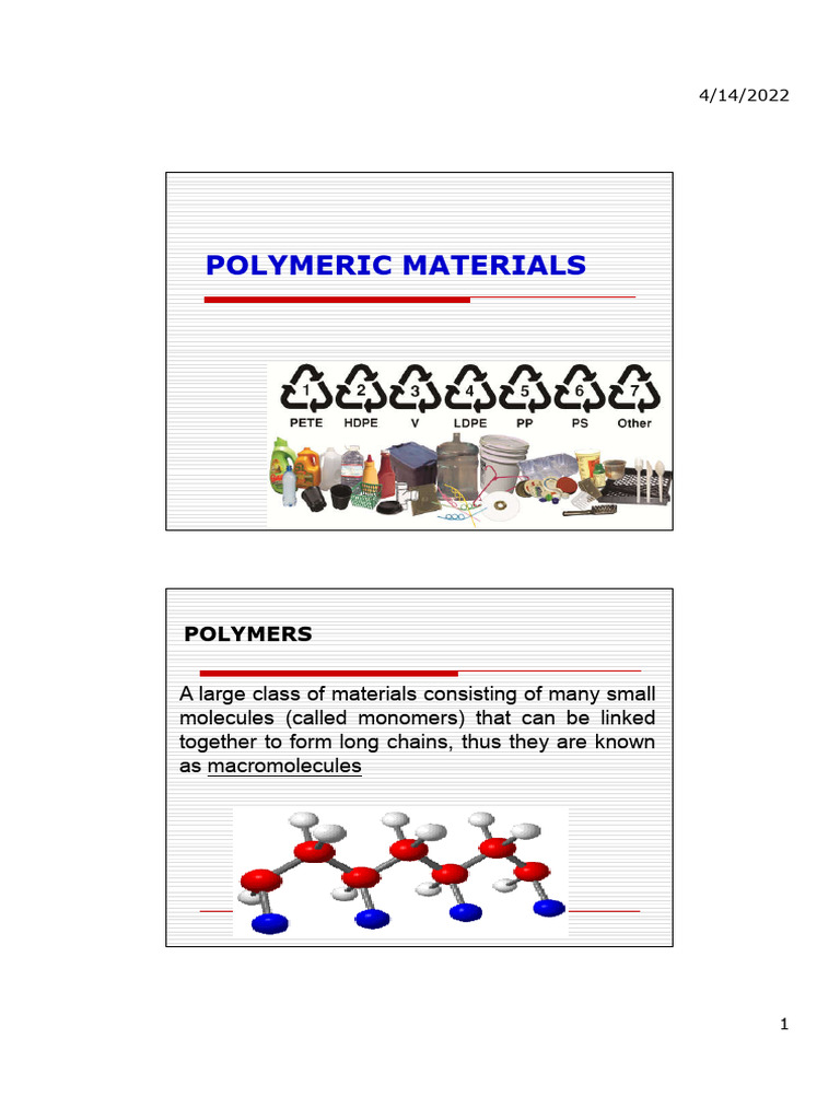 Polymeric Materials (Compatibility Mode) | PDF | Polymers | Polymerization