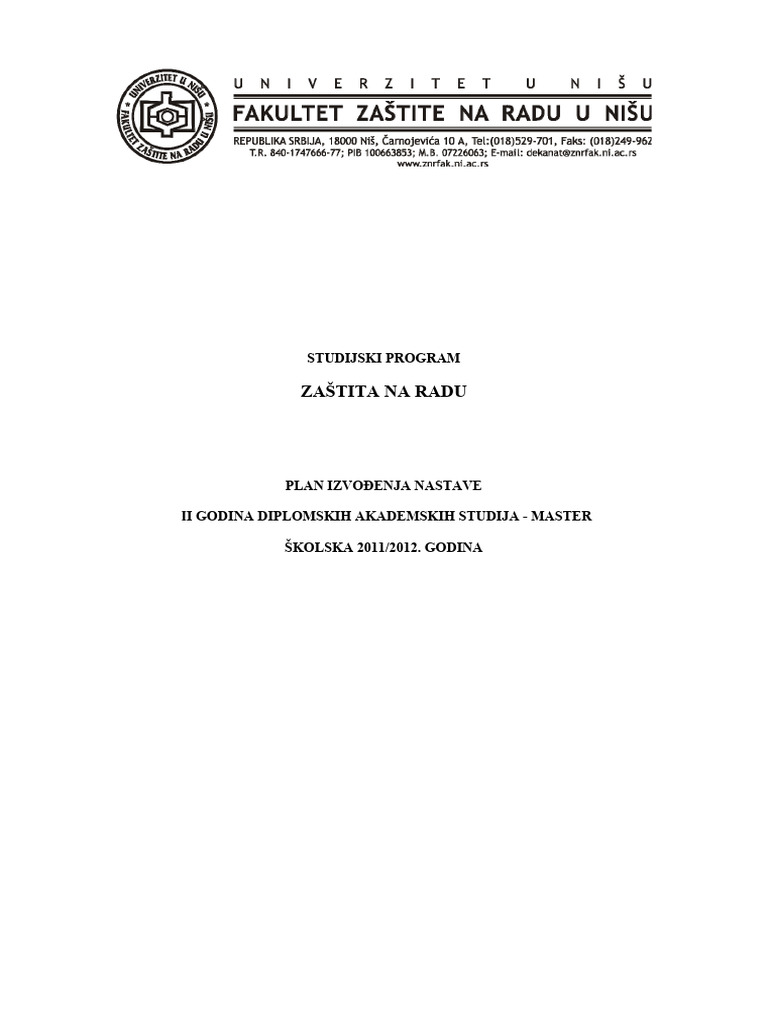 Plan Izvodjenja Nastave 2 DAS ZNR 2011-12 | PDF