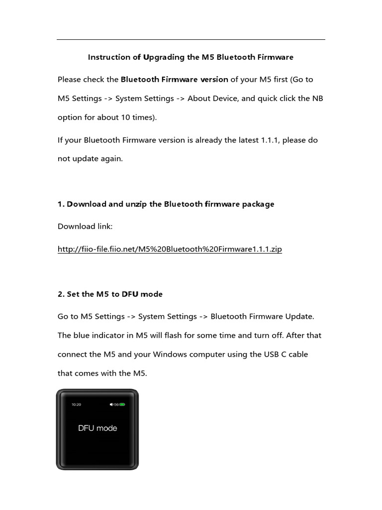 M5 Bluetooth Firmware Upgrade Guide | PDF