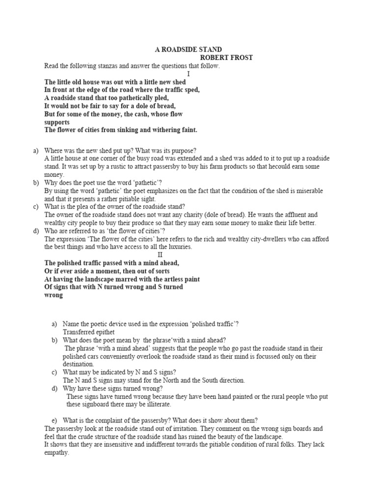 A Roadside Stand | PDF