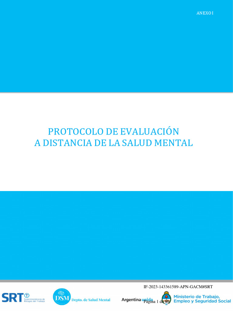 Res. SRT 62-23 - Anexo I | PDF | Evaluación | Psiquiatría