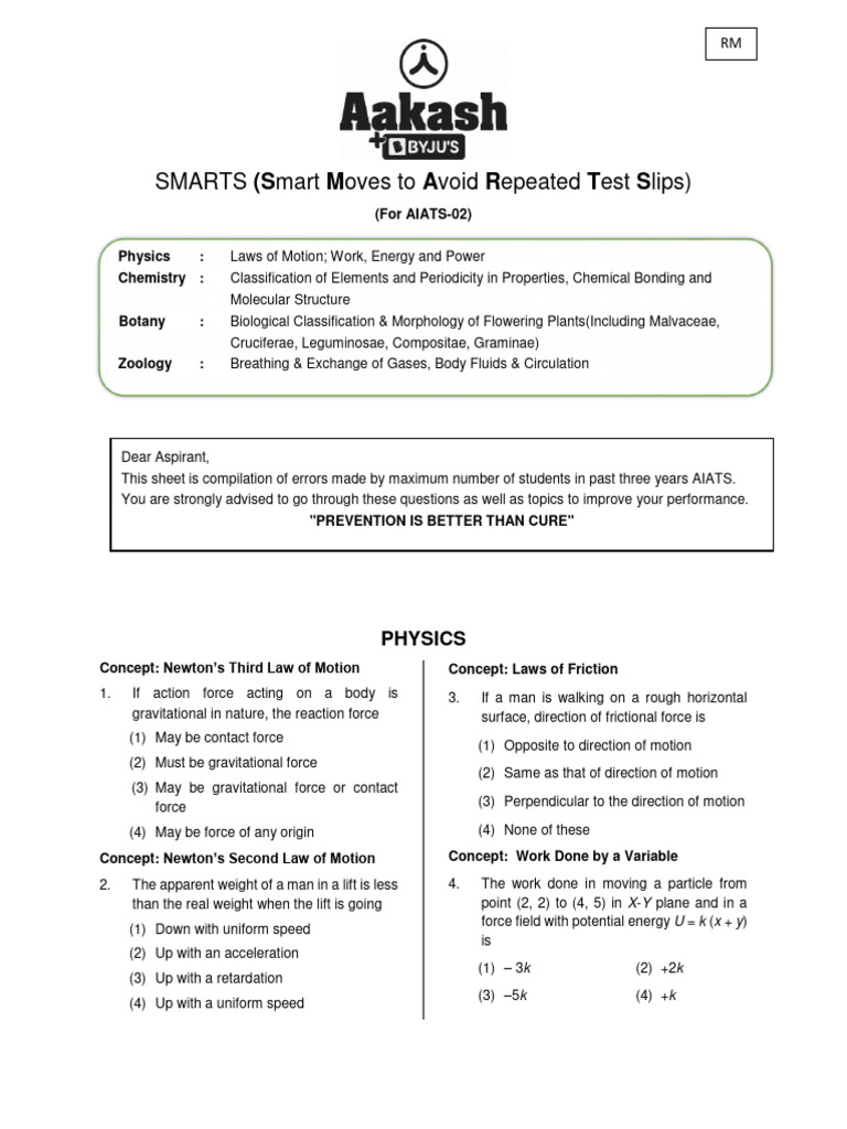 SMART-R Based On AIATS - 02-RM | PDF | Force | Momentum