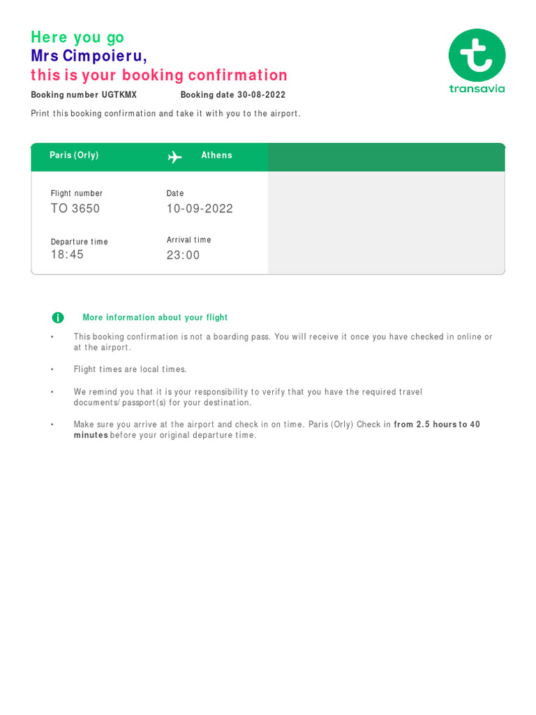 Booking Confirmation UGTKMX | PDF | Aviation | Transport