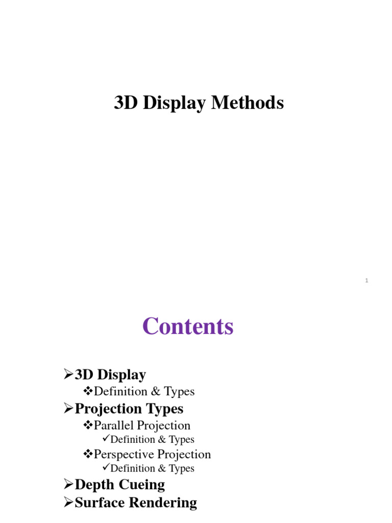 Lec-8 - 3D Display | PDF | Rendering (Computer Graphics) | Technical Drawing