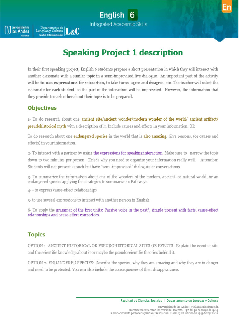 Speaking Project 1 Description 202410 | Download Free PDF | Cognition | Human Communication