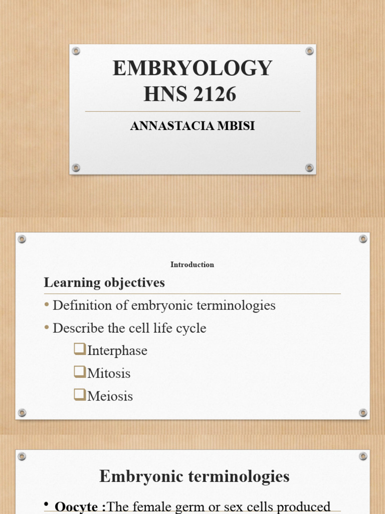 Embryology Notes | PDF | Meiosis | Mitosis