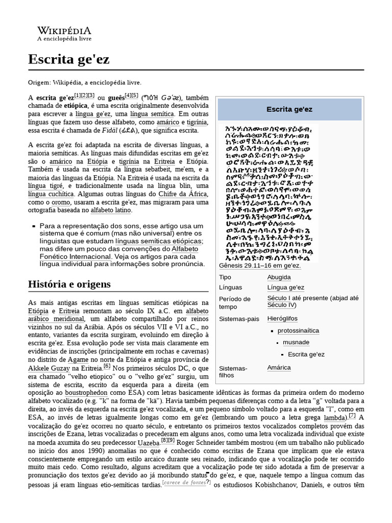 Escrita Ge'ez | PDF | Famílias linguísticas | Notação