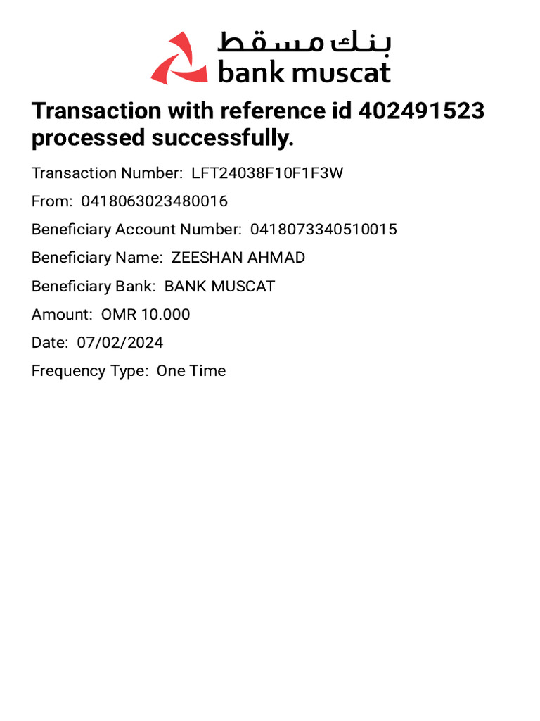 Bank Muscat Receipt | PDF