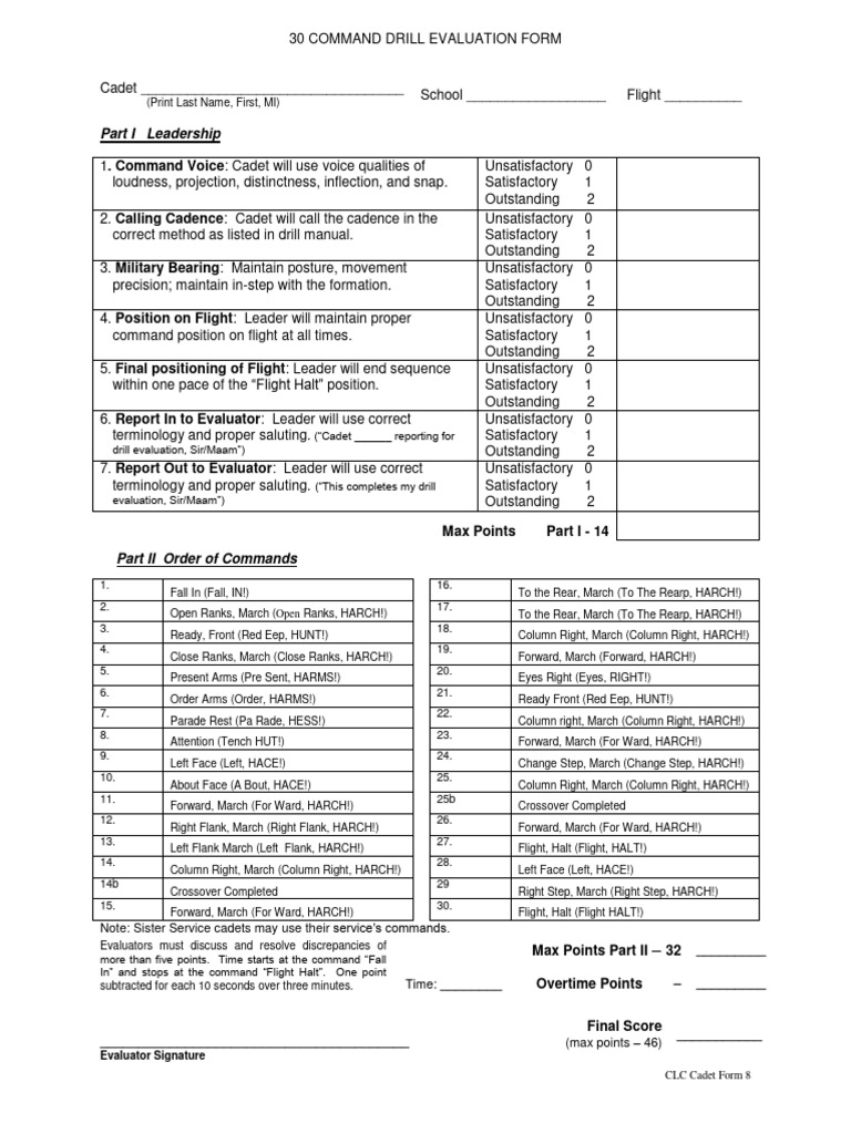 30 Command Evaluation Form 8 (2) | PDF | Military | Military Life