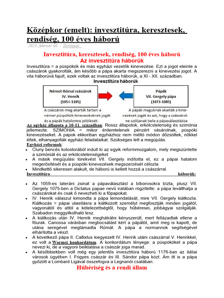 Középkor Anyag | PDF