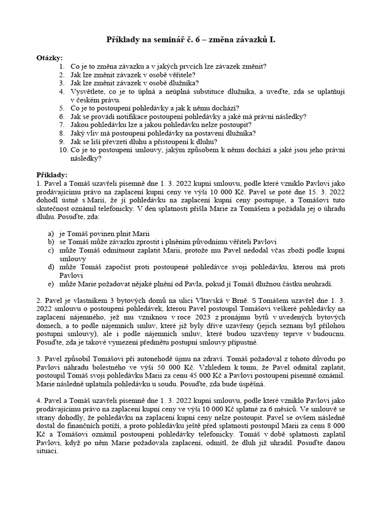 Priklady Na 6. Seminar - Kopie | PDF