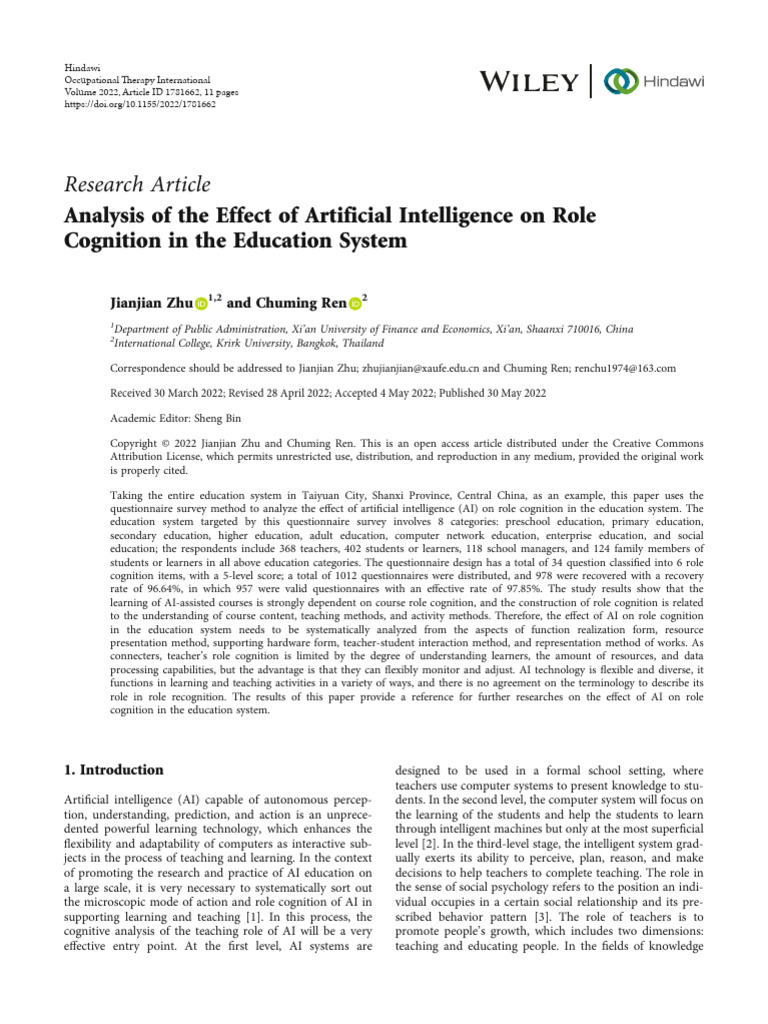Analysis of The Effect of Artificial Intelligence On Role | PDF | Artificial Intelligence ...