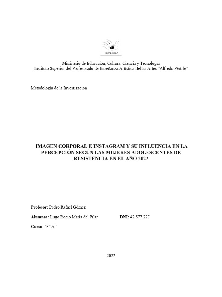 Lugo Rocio.4to A.imagen Corporal e Instagram y Su Influencia en La ...