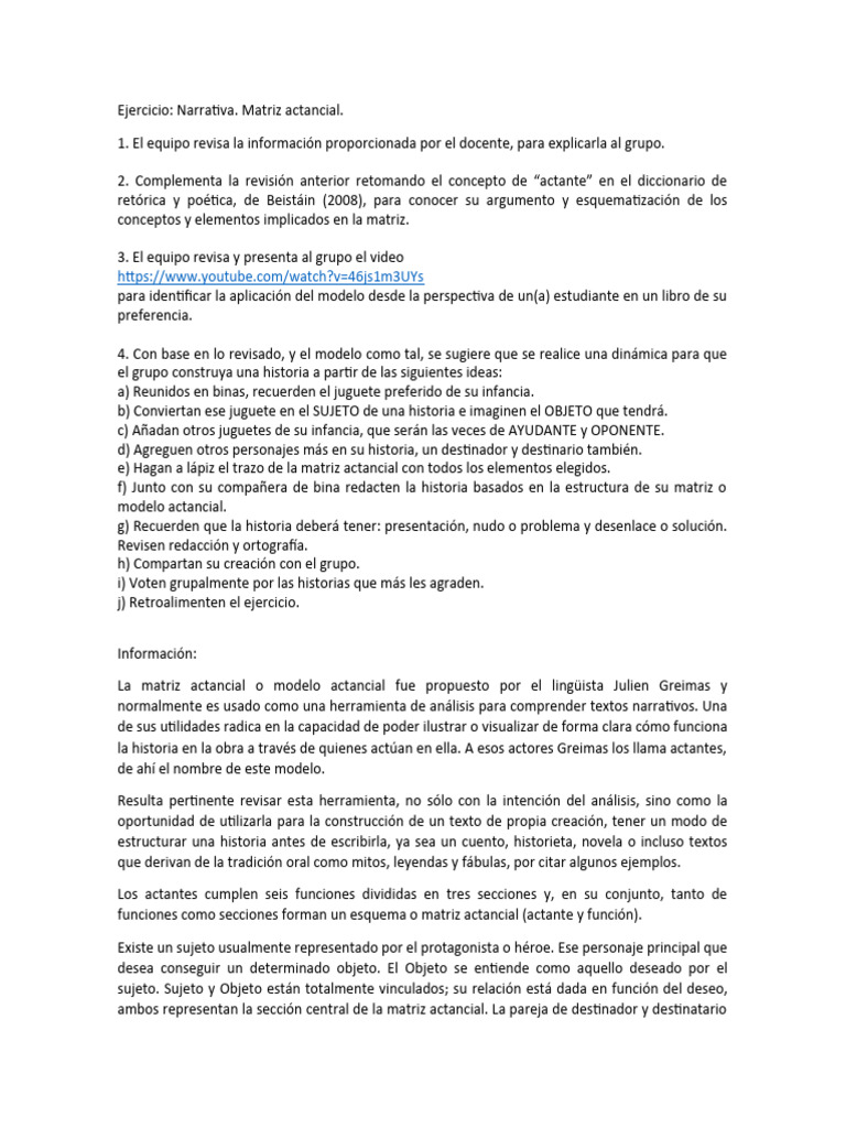 Narrativa E4 Matriz actancial | PDF