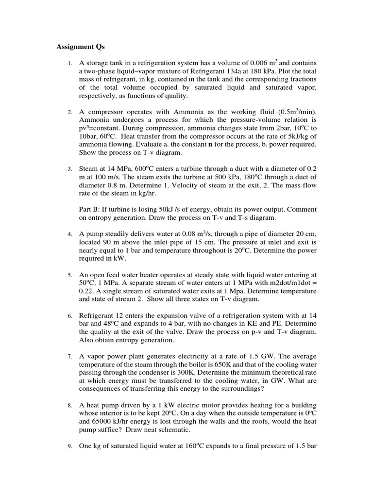 Assignment Problems | PDF | Steam | Heat