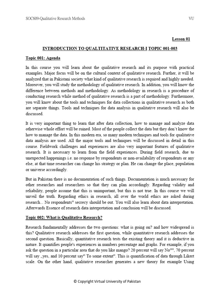 Handouts SOC609 PDF | PDF | Qualitative Research | Methodology