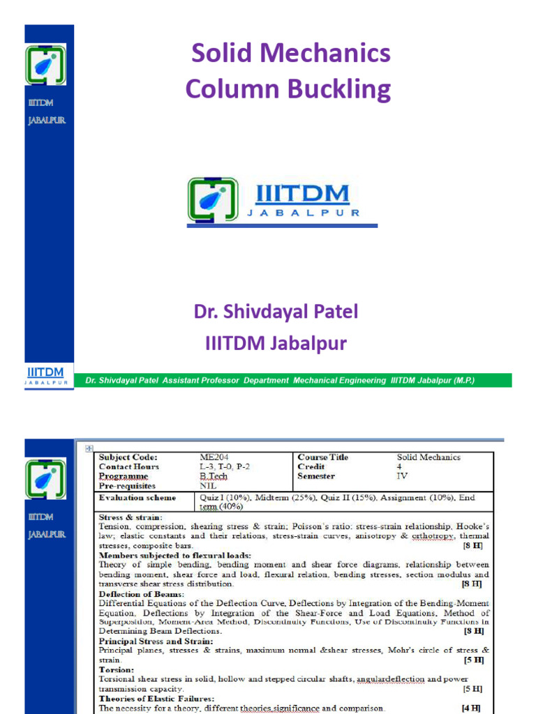 COLUMN AND BEAM BUCKLING - SDP - Solid Mechanics | PDF | Structural Analysis | Mechanics