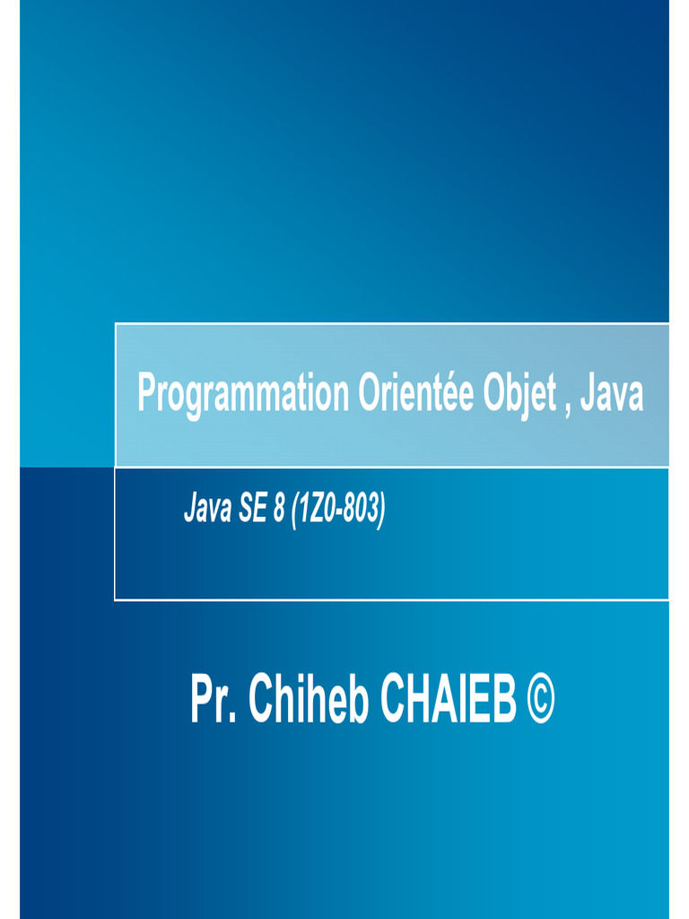 MonCours - JavaPPT Partie I.1 | PDF | Java (Langage de programmation) | Structure de contrôle