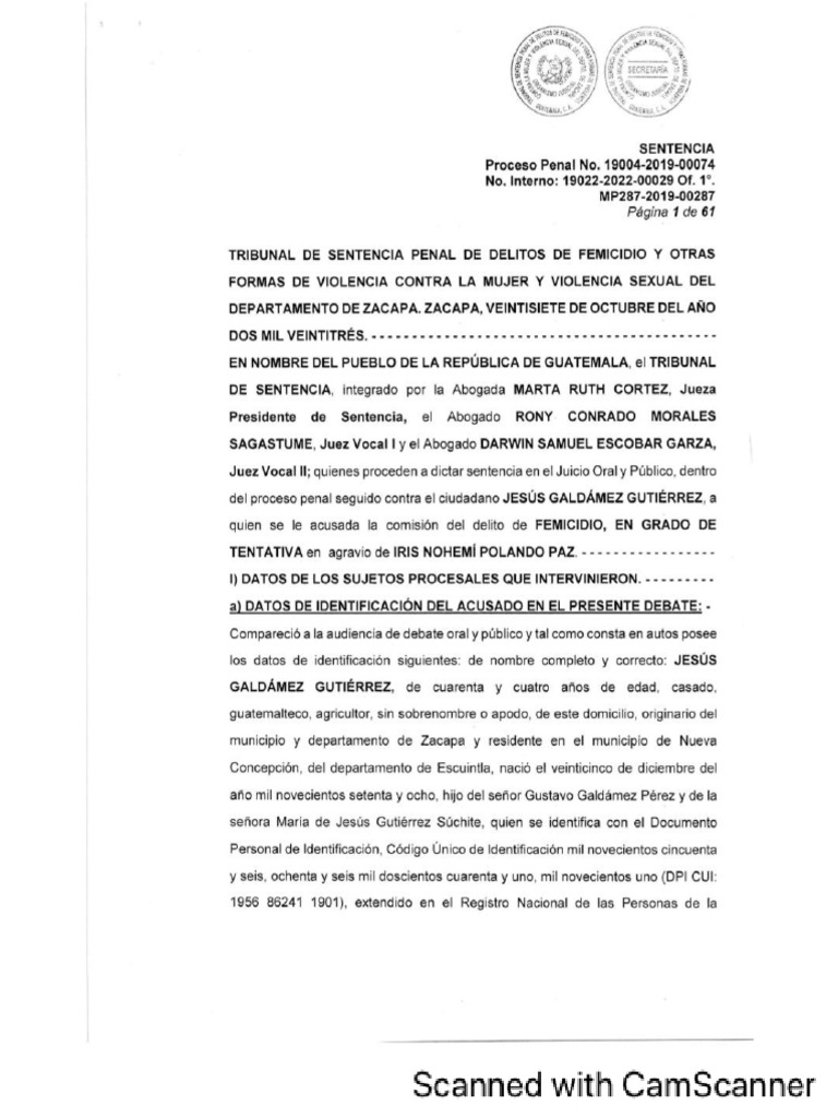 Sentencia Caso Femicidio en Grado de Ten | PDF