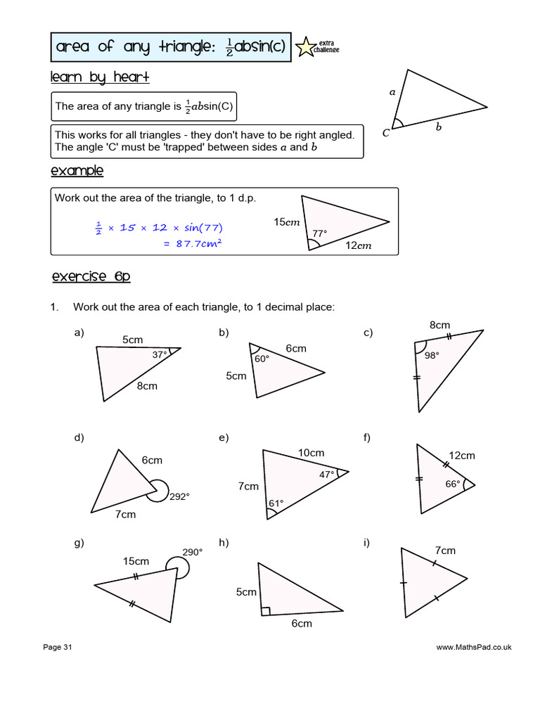 Triangle Area Calculation Guide | PDF | Triangle | Elementary Mathematics