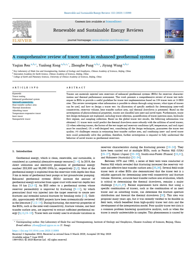 4.a Comprehensive Review of Tracer Tests in Enh 2023 Renewable and ...