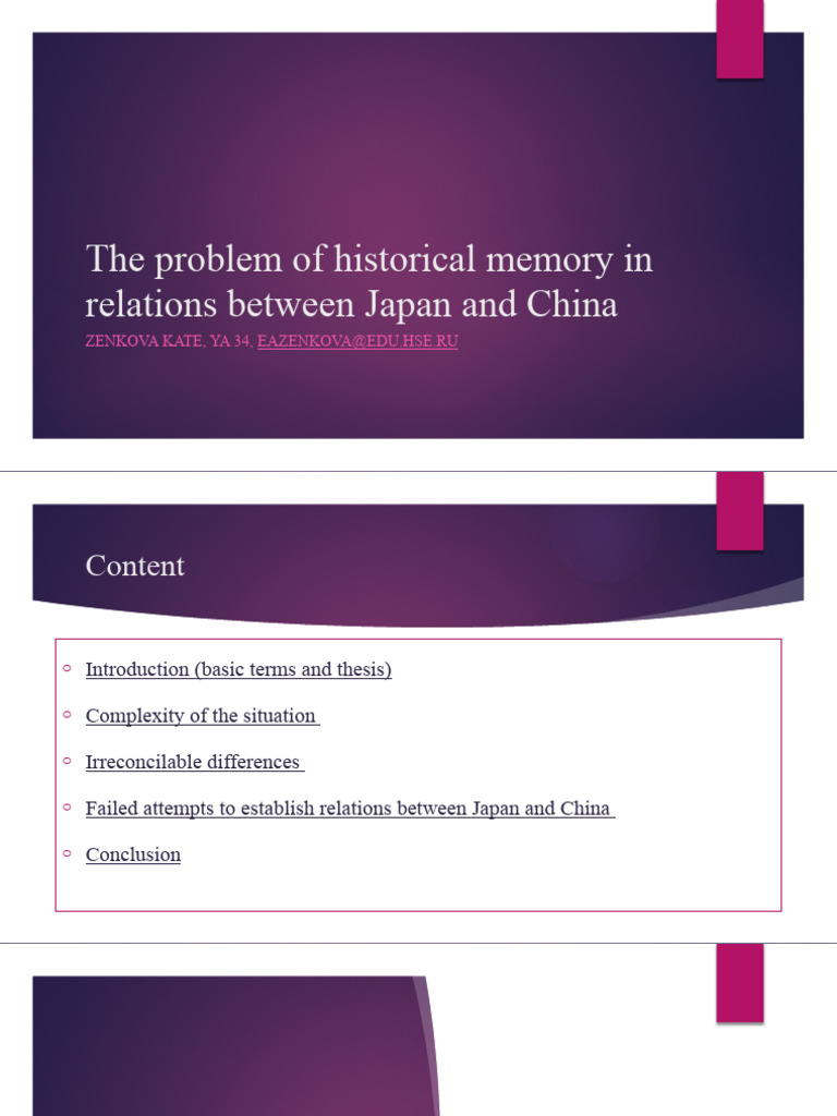 The Problem of History in Relations With Japan | PDF