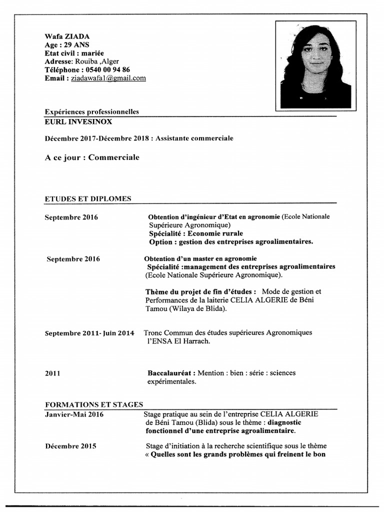Ziada Wafa CV | PDF