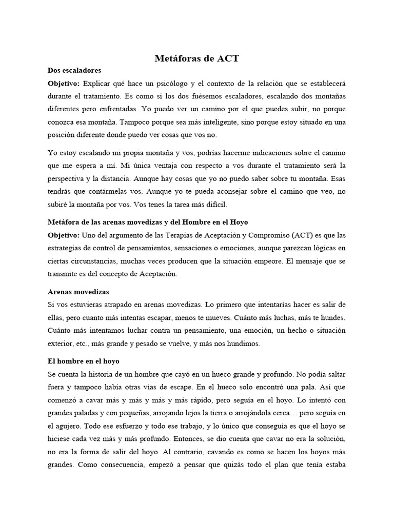 Metáforas de ACT | PDF | Pensamiento