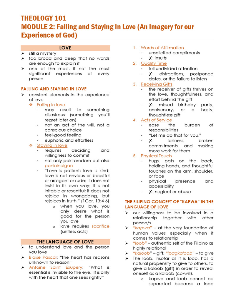Theology 101 Module 2 | PDF | Love