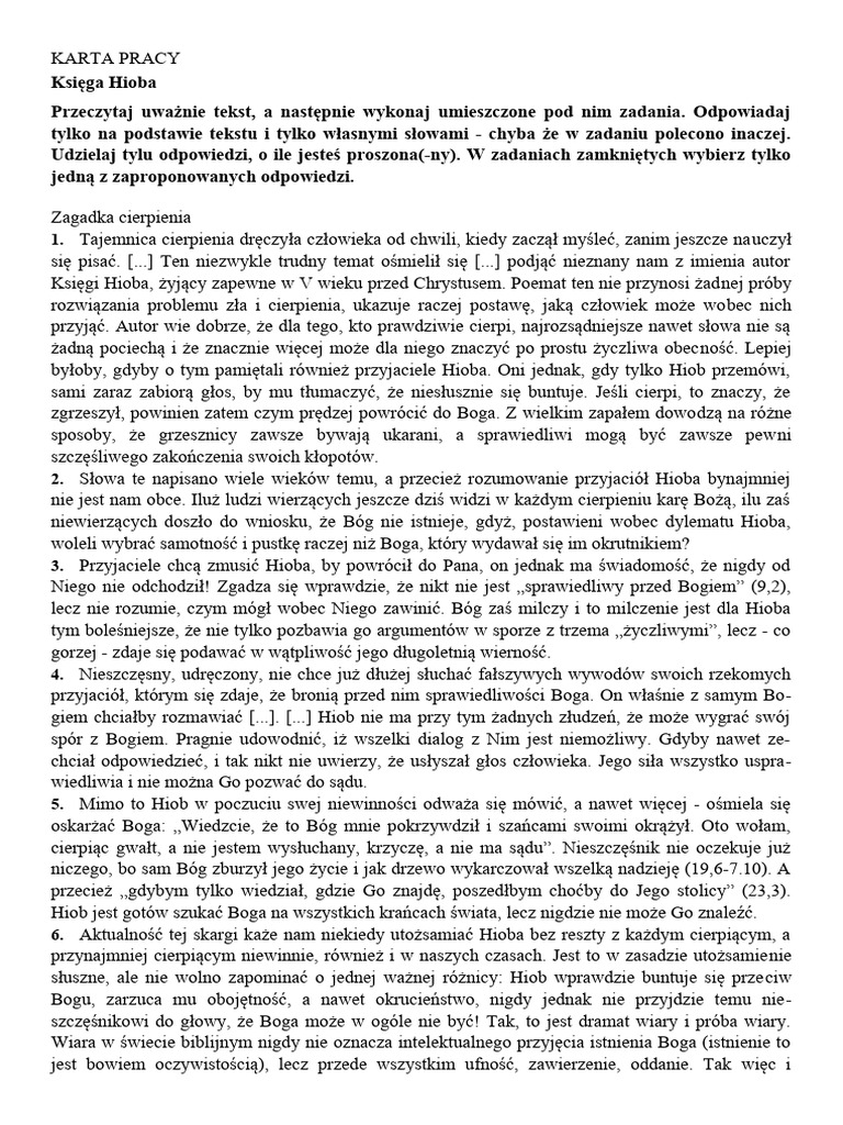 Hiob - Karta Pracy | PDF
