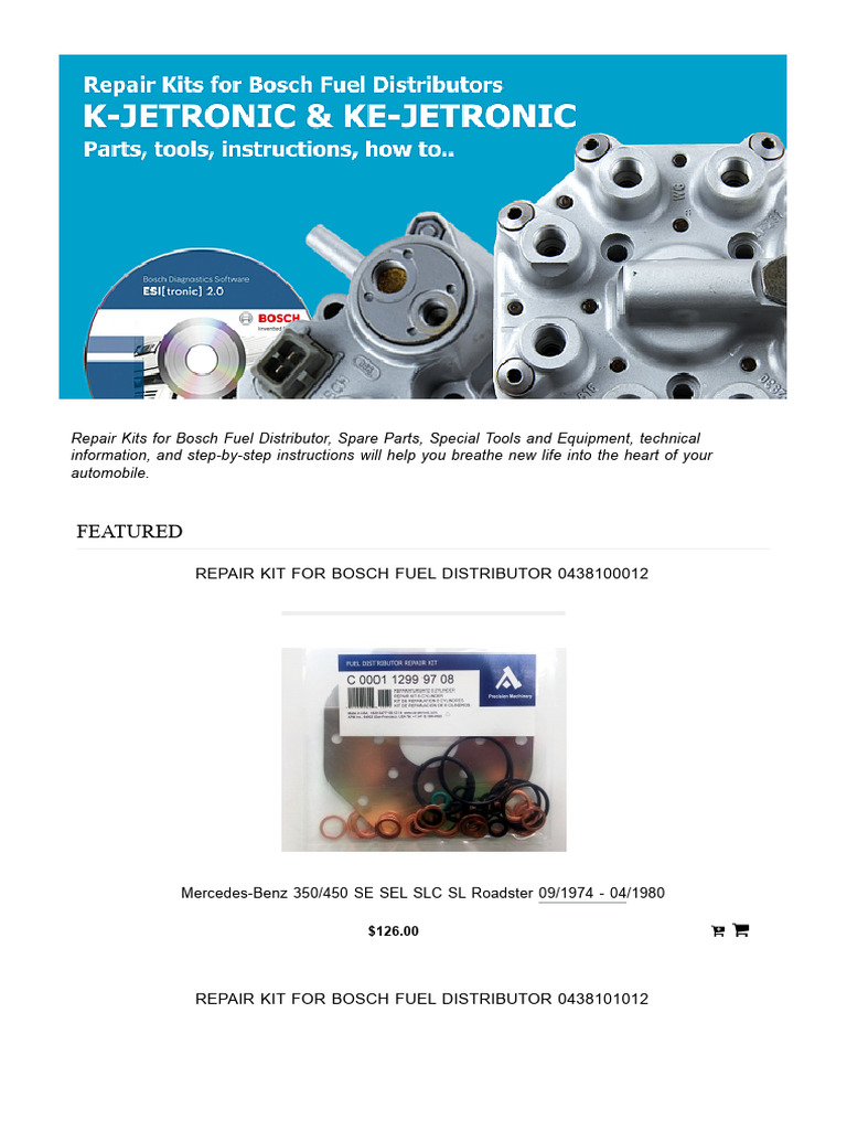 Bosch Fuel Distributor Repair Kits | PDF