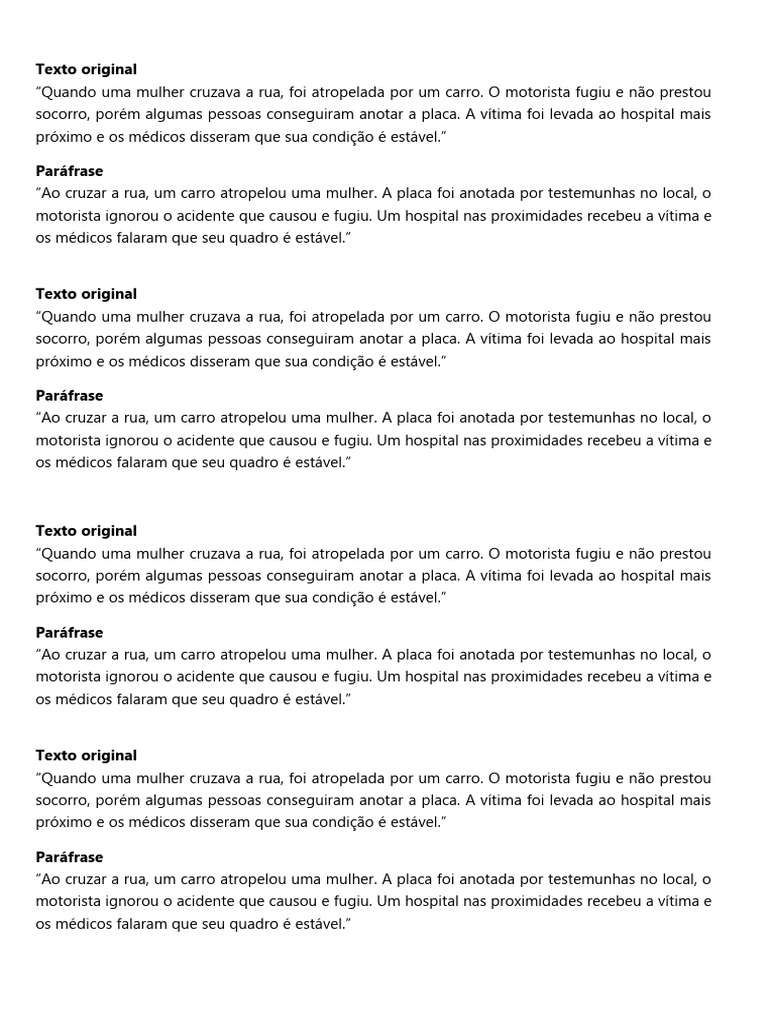 Exemplo de Paráfrase | PDF