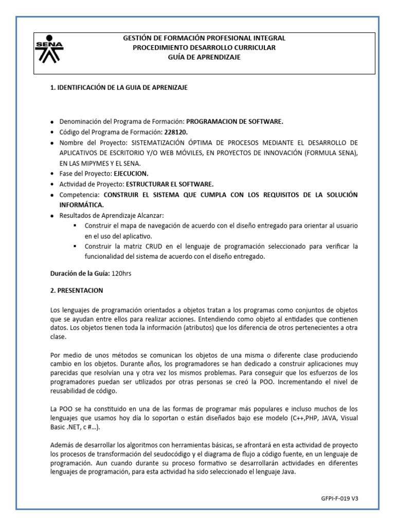 Guia de Aprendizaje - Introduccion JAVA | PDF | Lenguaje de programación | Programación de ...