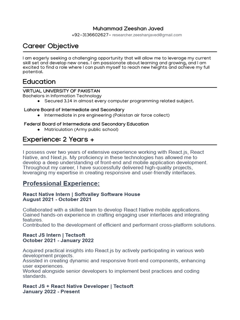 Muhammad Zeeshan Resume | PDF | Computer Engineering | Systems Engineering