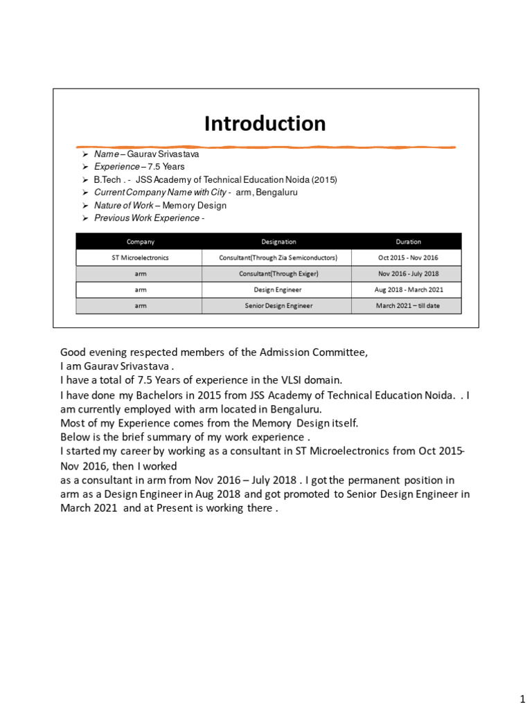 Gaurav Srivastava Introduction and Work Experience | PDF | Semiconductor Device Fabrication ...