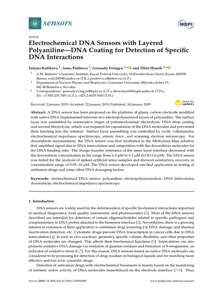 Electrochemical DNA Sensors With Layered | PDF | Dna | Biosensor