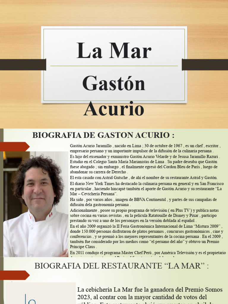 Biografía de Gastón Acurio y La Mar | PDF | Perú
