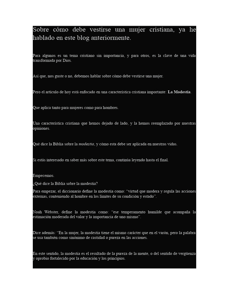 La Modestia | PDF | Teología