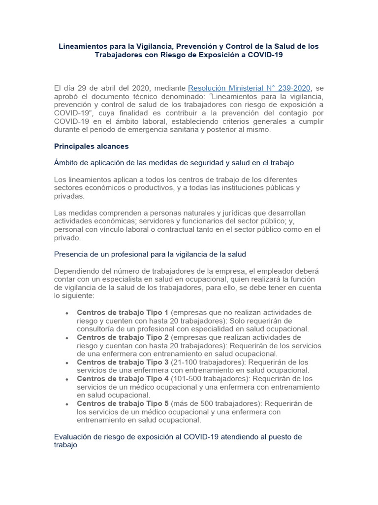Lineamientos para La Vigilancia | PDF | Seguridad y salud ocupacional ...