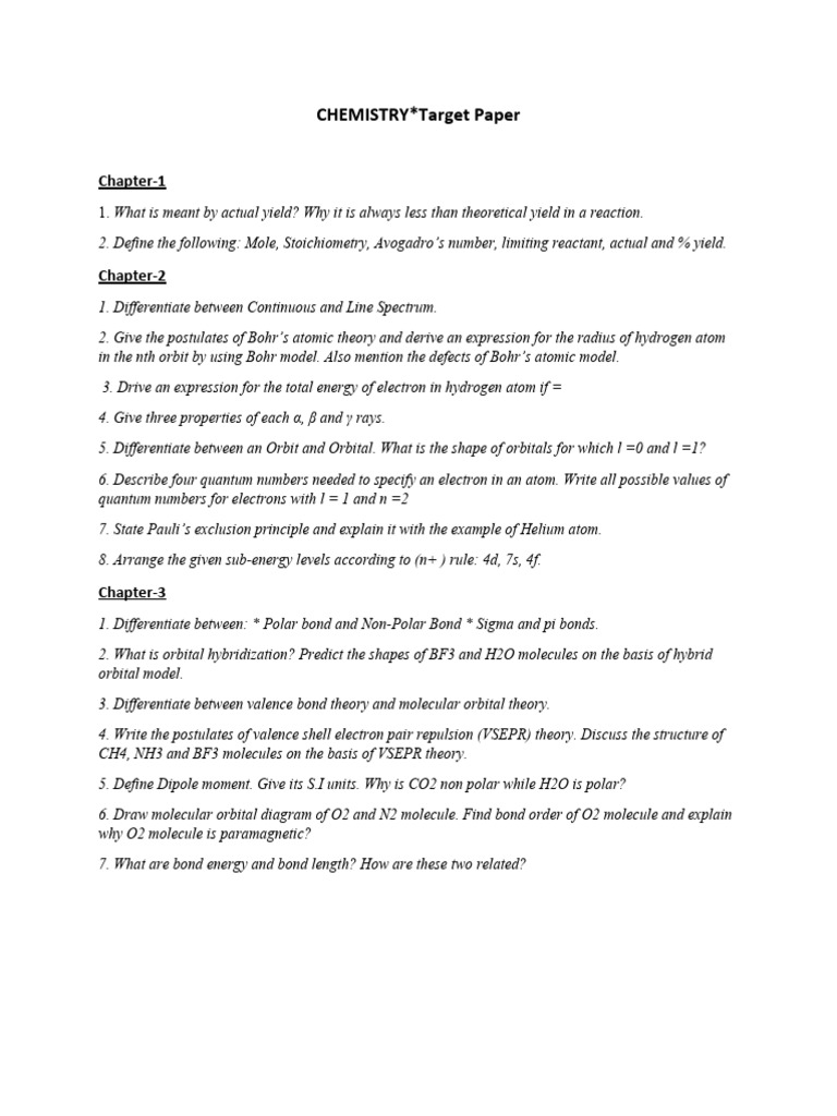 Chemistry Target Paper by Engr - Madiha Ahmed - 064534 | PDF | Gases ...