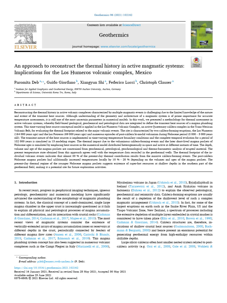 An Approach to Reconstruct the Thermal History in Active Magmatic ...