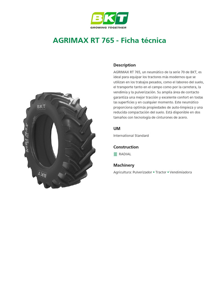 BKT Agrimax RT 765 | PDF