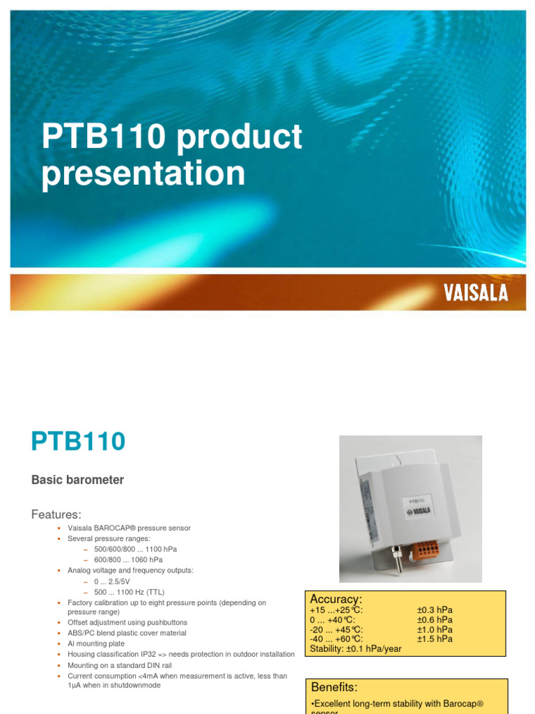 PTB110 Product Presentation | PDF | Physical Quantities | Equipment