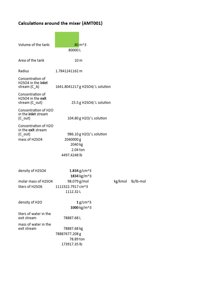 Project 326 Calculations | PDF | Density | Concentration